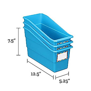 Really Good Stuff-164304 Riverside Name Labels Durable Book and Binder Holders, 5¼" by 12½" by 7½" (Set of 12) - Ideal for Narrow or Vertical Storage Needs Like Magazines, Books, Folders - Color-Code