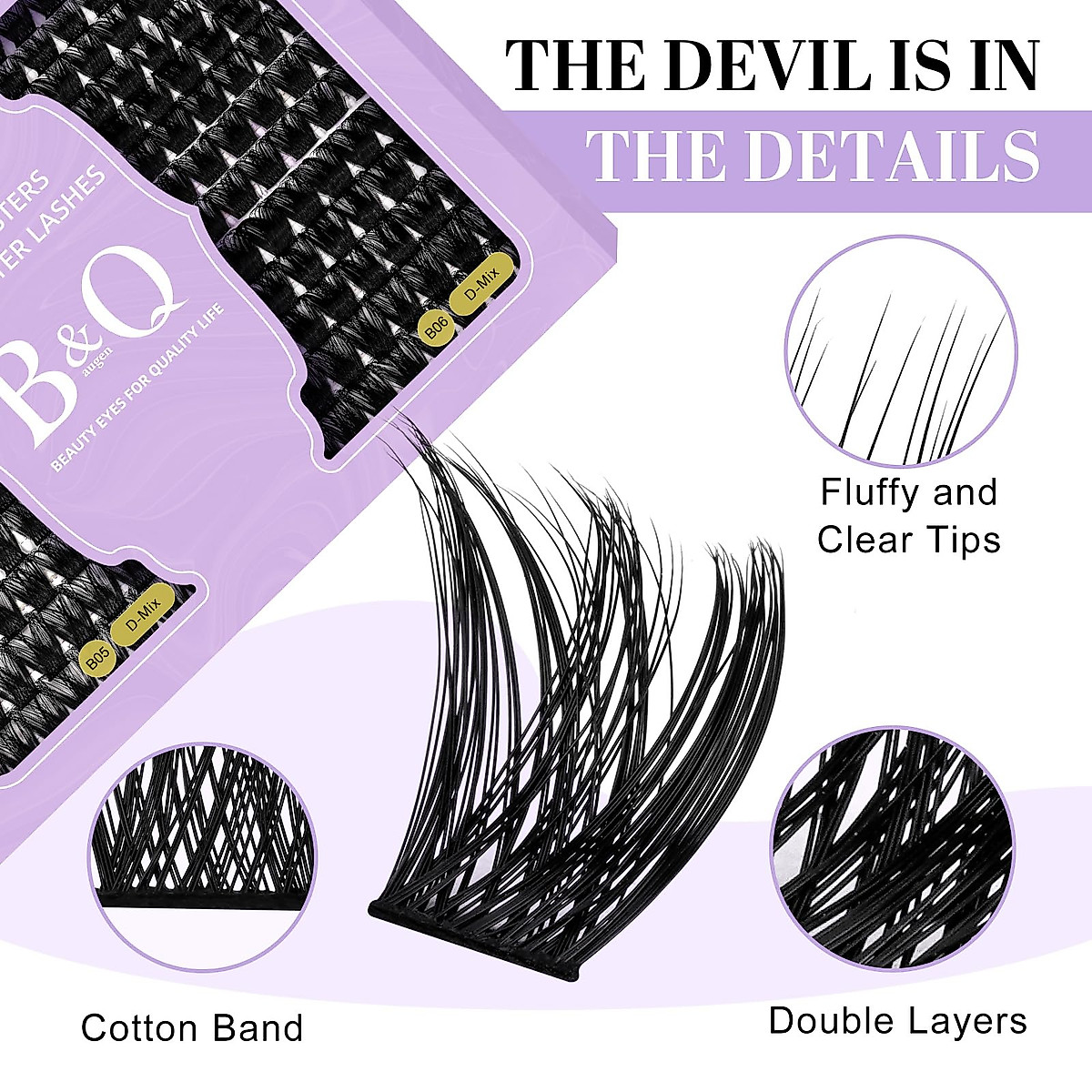 Lash Clusters 208 PCS Cluster Lashes Individual Lashes B05+B06 Eyelash Extensions 10-18mm DIY Lash Extensions D Curl Volume Wispy Soft Comfortable Band False Lashes (D-10-18MIX)