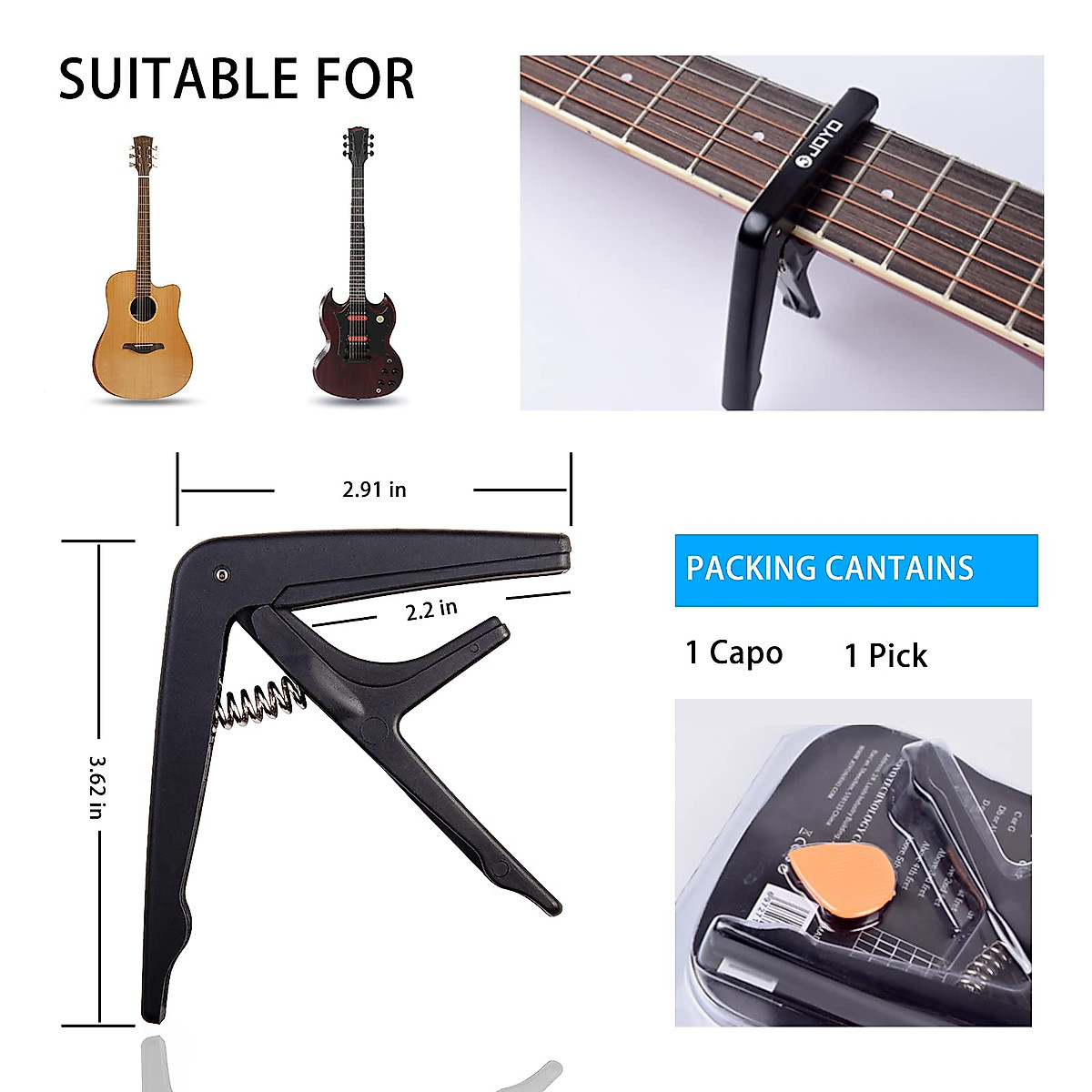 JOYO Guitar Capo for Electric guitar and 6-String Acoustic Guitar JCP-01