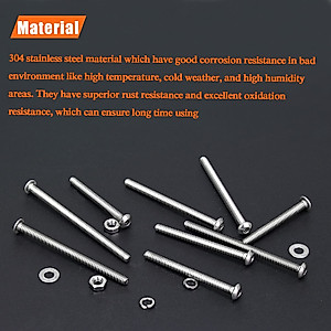 HELIFOUNER 400 Pieces M3 x 30mm /35mm /40mm /45mm /50mm, Button Head Socket Cap Metric Screws Nuts Washers Kit, 304 Stainless Steel