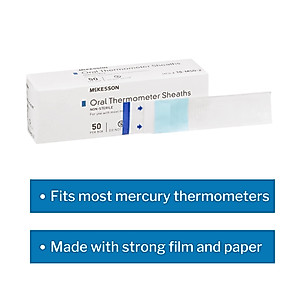 McKesson Oral Thermometer Sheaths, Non-Sterile, Use with Mercury Thermometer, 50 Count