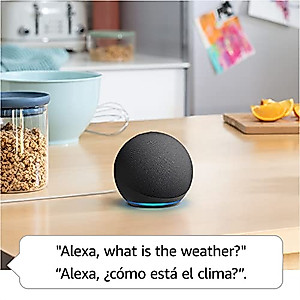 Echo Dot (5th Gen, 2022 release) | International Version with US Power Adaptor | Smart speaker with Alexa | Charcoal