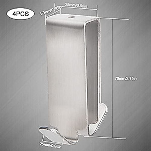 Qiveno Doulbe Hooks for Glass Shower Door, Over Shower Glass Door Hook 304 Stainless Steel Rack Hooks Towel Hooks Over The Bathroom Glass Wall(4 Pack)