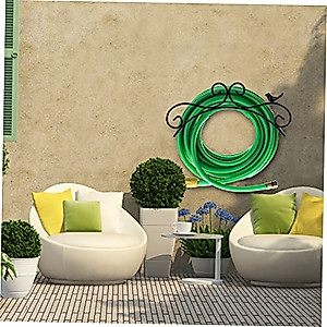 JEWEDECO Hose Wrought Iron Frame Garden Hose Hanging Hook Hose Holder Decorative Garden Hose Storage Outdoor Hose Garden Hose Reels for Outside Water Hose Hanger Wall Water Pipe Bracket