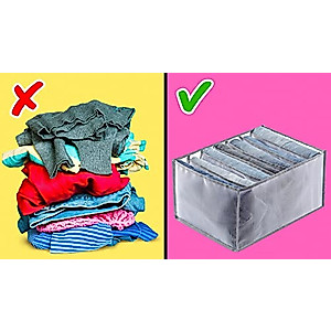 2 Pack 7 Grids Pants Organizer Jeans for Closet Storage Jean Clothing Closet Wardrobe Clothes Baskets Mesh Washable Foldable Drawer Thin Jeans T-shirts Underwear Socks Bra Leggings Skirts Swearter (2)