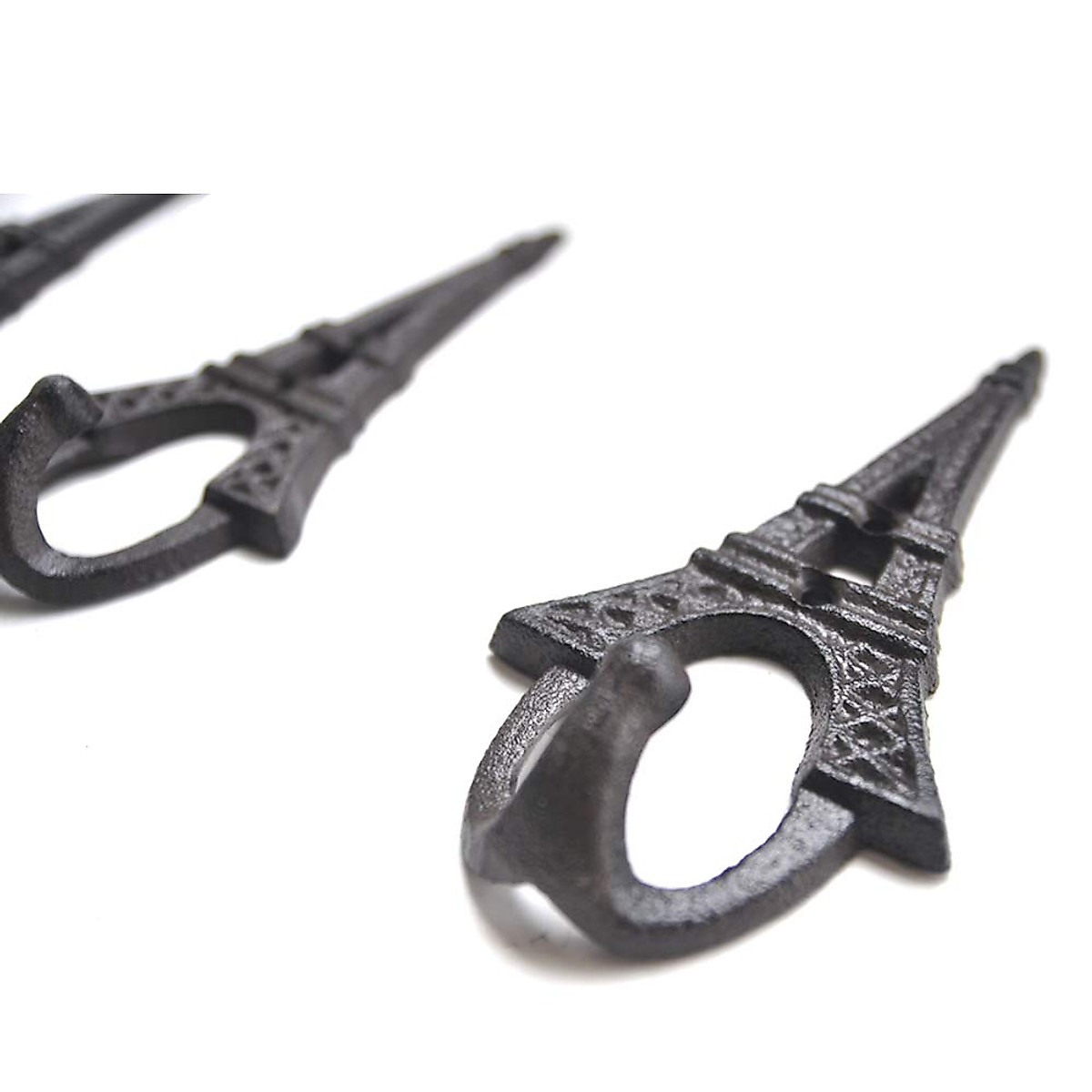 2 Pack Metal Double Hook Cast Iron Bar Decoration Retro Creative Wall Hanging (Eiffel Tower, 8.5×18×3.5cm)