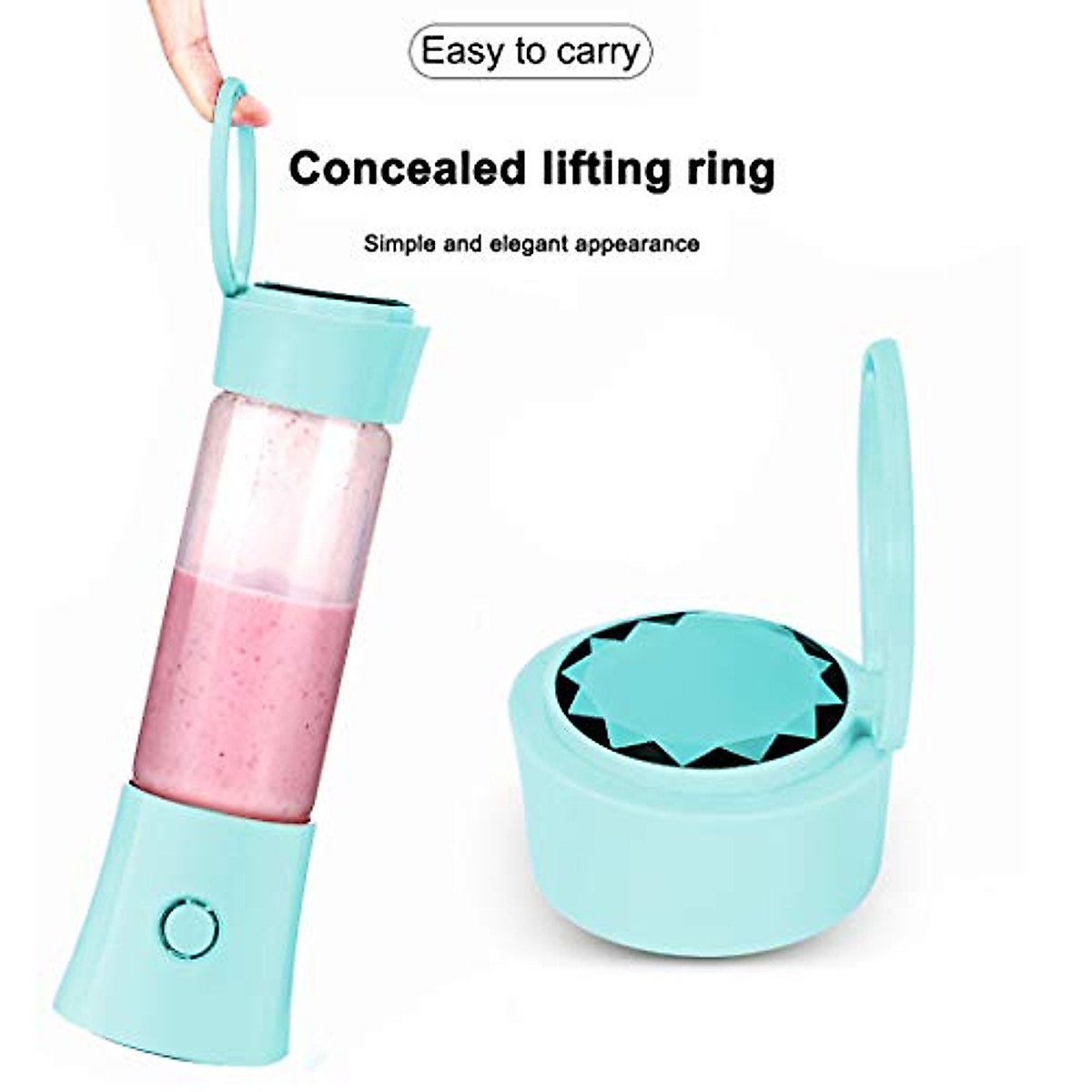 Toycol Portable Blender Mini Personal Juicer Cup Travel Smoothie Maker with Updated 6 Blades,Wireless USB Rechargeable Fruit Juice Mixer with 4000mAh Battery 16Oz for Outdoors,Home,Office,Sports Christmas Gift Blue