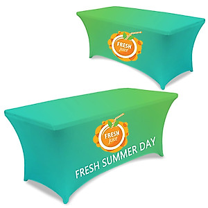 Custom Table Cloth Cover 8ft with Business Logo or Your Text Stretch Personalized Tablecloth Spandex Customize with Logo for Birthday Wedding Anniversary Tradeshow Events