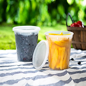 Zeml [24 Sets] 32 oz. Deli Food Storage Freezer Containers With Leak-proof Lids