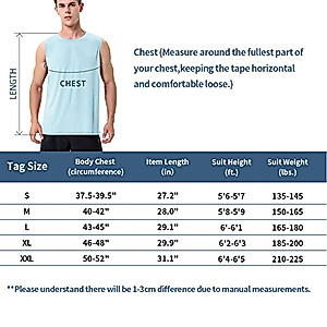 Sleeveless Shirts for Men Workout Running Dry Fit(Sky Blue Heather,L)