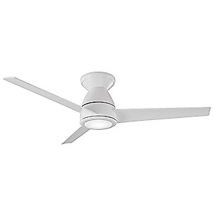 Tip Top Smart Indoor and Outdoor 3-Blade Flush Mount Ceiling Fan 44in Matte White with 3000K LED Light Kit and Remote Control works with Alexa, Google Assistant, Samsung Things, and iOS or Android App