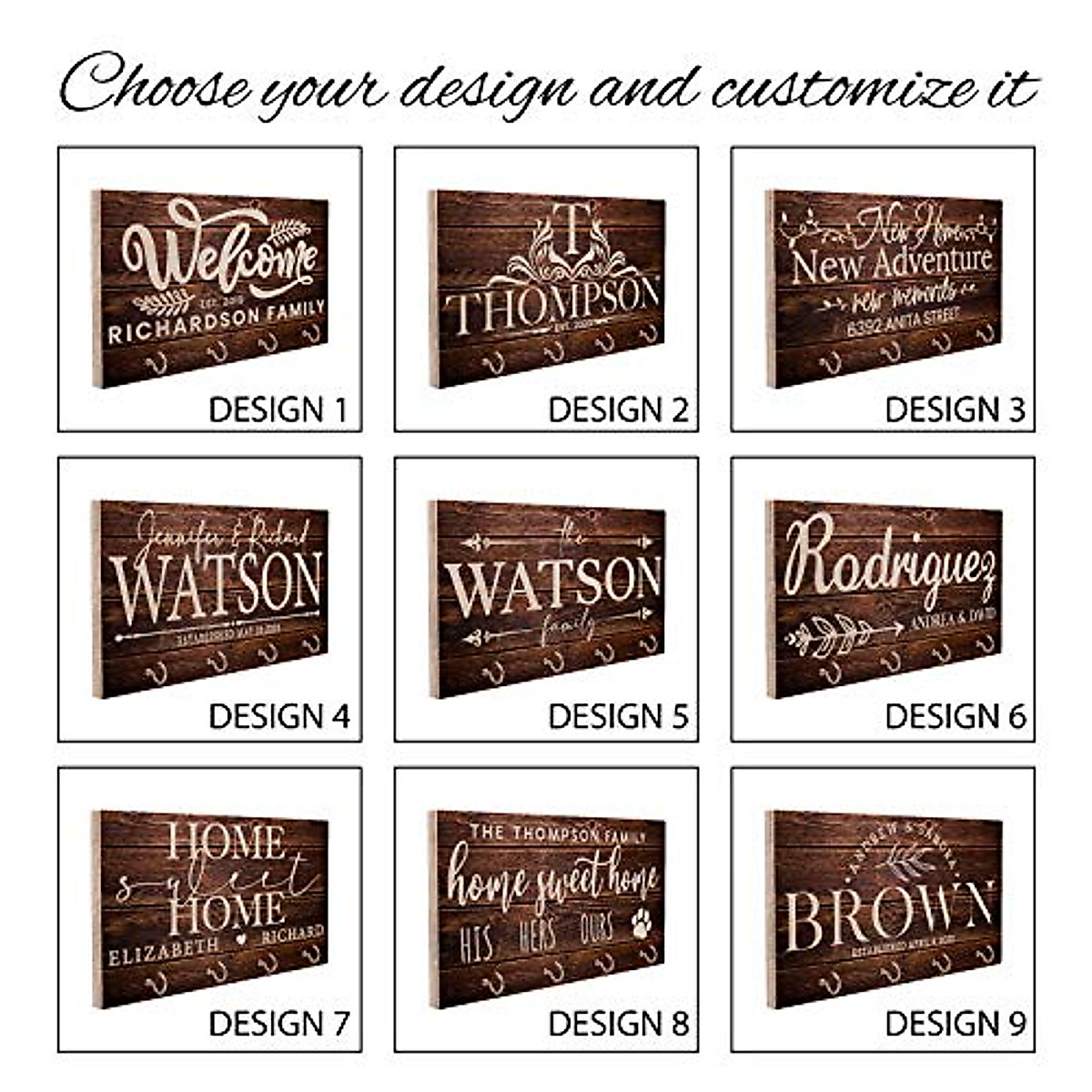 Personalized Wood Key Hook for Couple Mr Mrs| Custom Wall Key Rack Ring Holder Hanger for Wedding Gift | Gifts for Housewarming | New Home Décor | C01D07