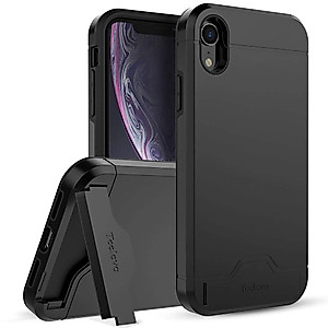 Teelevo Wallet Case for Apple iPhone XR (2018), Dual Layer Case with Card Slot Holder and Kickstand for Apple iPhone XR - Black