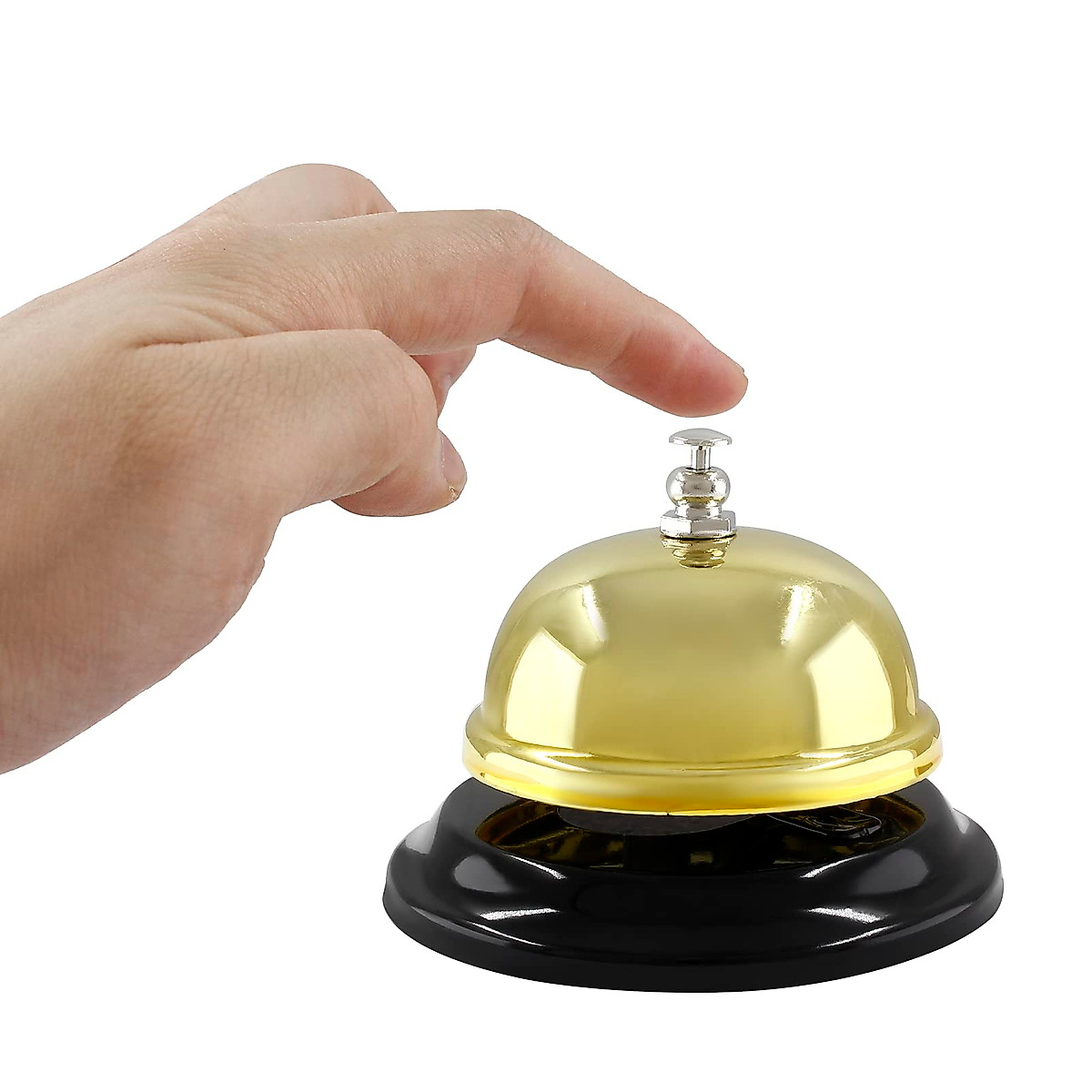 BokWin 1 Set Front Counter Bell Metal Call Bell Desk Service Dinner Bell with Double-Side Sign for Hotel Kitchen Restaurants Office Hospital(Gold)