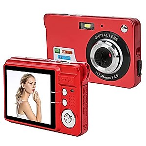 Nofaner Digital Camera, 8X Zoom Card Digital Camera 5 MP 2.7in LCD Display Maximum Support 32GB Memory Card Builtin Microphone Mini Digital Camera(red)