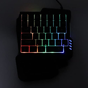 One Handed Gaming Keyboard 35 Keys Waterproof Wide Palm Rest Black Single Handed Keyboard for Computer Mobile Games