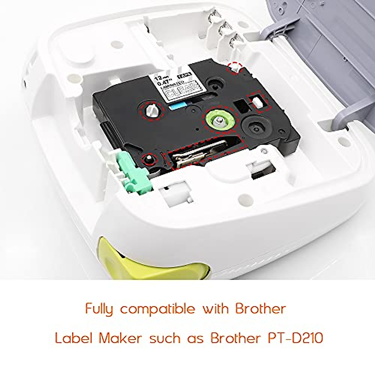 TZe White on Clear Replacement for Brother TZe-135 TZe135 12mm 0.47 Laminated TZ Tape, Compatible with Brother P-Touch Label Maker PT-D210 PT-H100 PT-D220 PTD400AD PT1880 PT1290 PT1830, 4 Pack