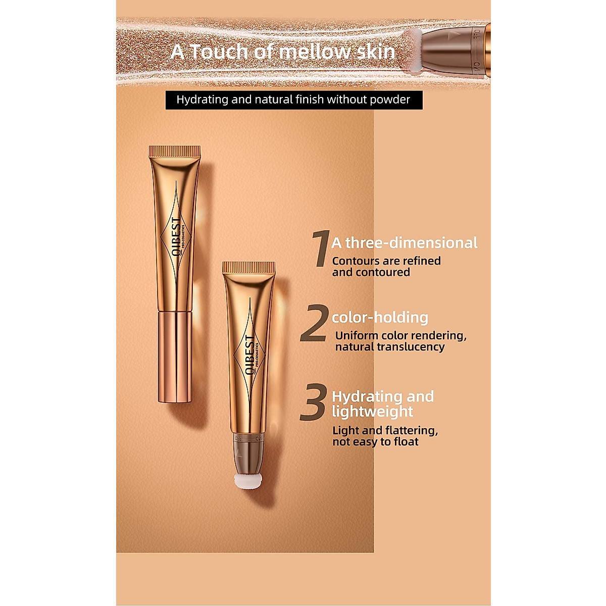 Cream Bronzer Contour Beauty Wand, Highlighter Contour Blush With Cushion Applicator, Liquid Face Bronzer Makeup Wand Lightweight Natural Super Silky Cream Contour Stick Beauty Light Wand (1# Contour Grey brown)