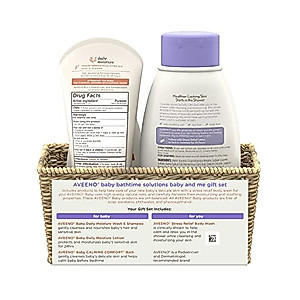 Aveeno Baby Mommy & Me Daily Bathtime Gift Set Including Baby Wash & Shampoo, Calming Baby Bath & Wash, Baby Moisturizing Lotion & Stress Relief Body Wash for Mom, Soap-Free, 4 Items
