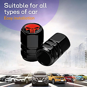 ZKFAR Pack-4 Skull Car Wheel Tire Valve Stem Caps, Universal Dust Proof Valve Stem Covers, Car Air Valve Caps Cover (Red)