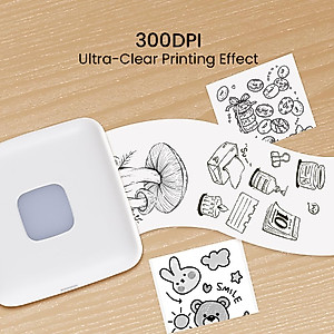 vretti Portable Thermal Printer TP6, Bluetooth Mini Pocket Printer Compatible with Android & iOS, 300DPI Wireless Pocket Picture Printer for iPhone Working Listing, Notes, Journal, Travel