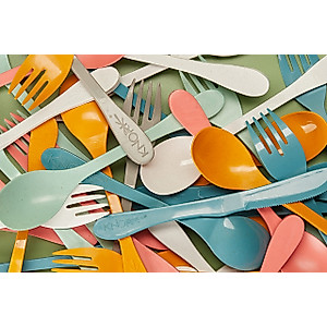 Knork Eco Fork Plant Based Cutlery, Reusable Bamboo Flatware Set, 12 Piece, Blue