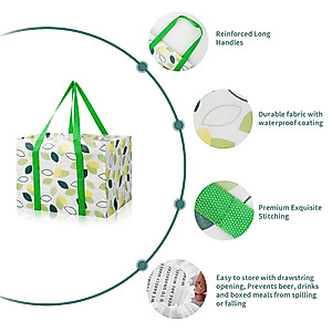 Hyperspace Reusable Grocery Bags, 3Pcs Foldable Shopping Bags Multipurpose Large Tote Bag Waterproof Portable Reusable Bags with Handles for Groceries Picnic Camping