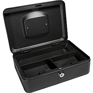 BARSKA 8-Inch Cash Box with Key Lock, Black