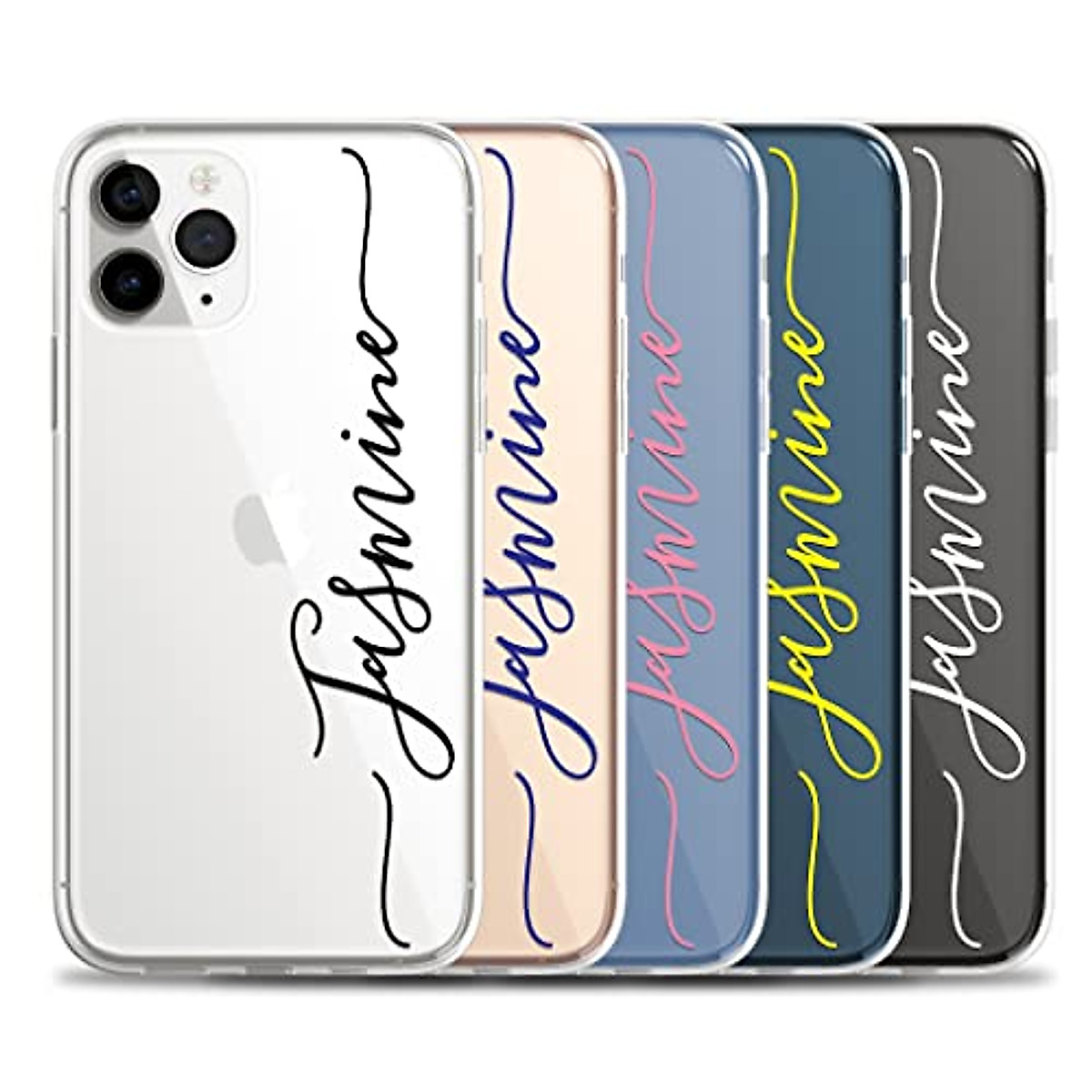Case Charming Clear Case Personalized Name for iPhone 14 Pro Max 13 mini 12 11 XS XR X 10S 10R 10 8 Plus 7 SE Custom Handwriting Style Slim Flexible Soft Tpu Cover