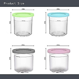 2/4/6PCS Creami Pint Containers , for Creami Ninja Ice Cream Deluxe ,16 OZ Pint Ice Cream Containers With Lids Dishwasher Safe,Leak Proof for NC301 NC300 NC299AM Series Ice Cream Maker ,Green-6PCS