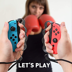 Grips for Fitness Boxing Switch, Controller Accessories Compatible with Nintendo Switch Sports and Switch Boxing Game, 2 Packs (Blue and Red)