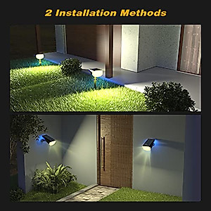 Pluralla Solar Spot Lights, Outdoor Landscape Lights, 28LED Waterproof Spotlights with 4 Lighting Modes, RGB Color Changing Tail Lights, Auto On/Off Solar Powered for Yard Landscape Lighting - 2 Pack