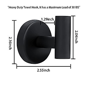 Nidacci Towel Hooks 20 Packs Matte Black, Towel Coat Robe Clothes Cabinet Closet Hook Stainless Steel Heavy Duty Door Hanger Wall Hook for Bathroom Bedroom Kitchen Hotel Pool