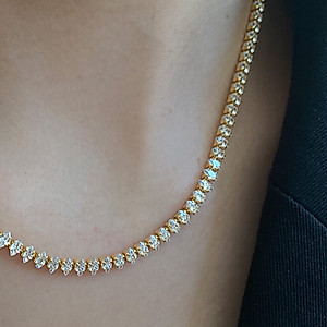 Cowlyn Tennis Choker Necklace Crystal Cubic Zirconia CZ Chain Dainty Gold Silver Plated Diamond for Women Charm Jewelry