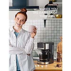 Ihomekee Programmable Drip Coffee Maker 12 Cup, Coffee Machine with Iced Coffee Function, Touch Screen, Regular & Strong Brew, Coffee Pot for Home and Office, Auto Shut-Off Function
