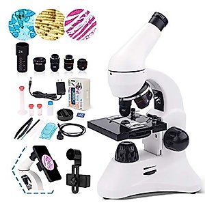 USCAMEL Microscope for Adults Kids, 100X-2000X Magnification Microscope with Microscope Slides Phone Adapter, Compound Monocular Microscope Kit for Students School Home Education