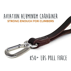 Mighty Paw Short Dog Leash - Training Traffic Lead with Carabiner Clip - Dog Leash Training Lead - Short Slip Lead Dog Leash - Short Lead Dog Training - Dog Carabiner Clip - Brown - 12 Inches