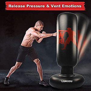 LQMOSU Inflatable Punching Bag for Kids and Adult - 63" Freestanding Extra Large Boxing Bag with Air Pump Karate & MMA Gifts, Stocking Stuffers for Boys Girls Men