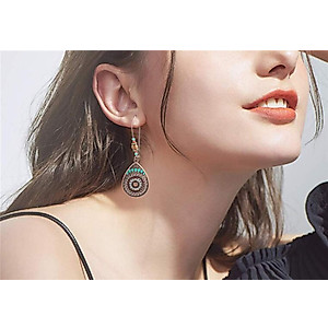 LAIMALA 7 Pairs Bohemian Vintage Dangle Earrings Retro Rhinestone Dangle Drop Earrings for Women