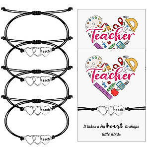 16 Pieces Teacher Bracelets Bulk Teacher Blessing Card Bracelet Teacher Appreciation Gift Blessing Bangle Greeting Adjustable Bracelet for Graduation Gift (Exquisite Style)