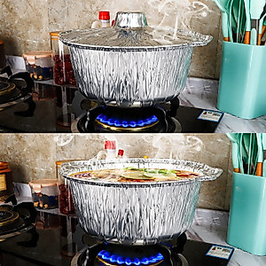 EYE4TECHS Aluminum Pot With Lids 4 Quart 2pcs - 3.8 Liter Disposable Heat Locking Cooking Containers - Freezer Air Fryer and Oven Safe - Recyclable Pot for Camping Vacation Trips (Kosher Certified)