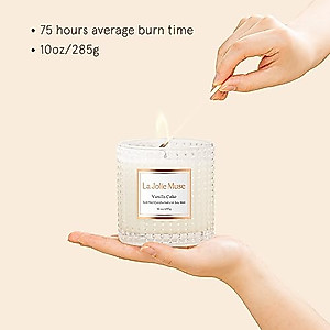 LA JOLIE MUSE Vanilla Cake Scented Candles, Vanilla Candles for Women, Candles for Home Scented, Natural Soy Candles, 75 Hours Long Burning, 10 OZ