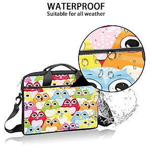 Cartoon Owls Laptop Computer Bag Waterproof Shoulder Messenger Bag 13-15 inch Durable Laptop Tote Bag with Shoulder Strap Handle Lightweight Crossbody Briefcase
