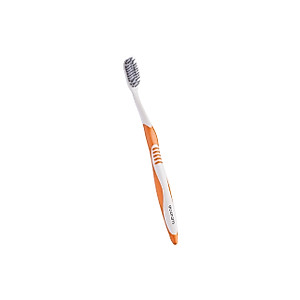 ECOFAM Earth Friendly Compostable Adult Manual Toothbrushes - Silver Infused Soft Bristle Toothbrush (4 Pack) (Orange)