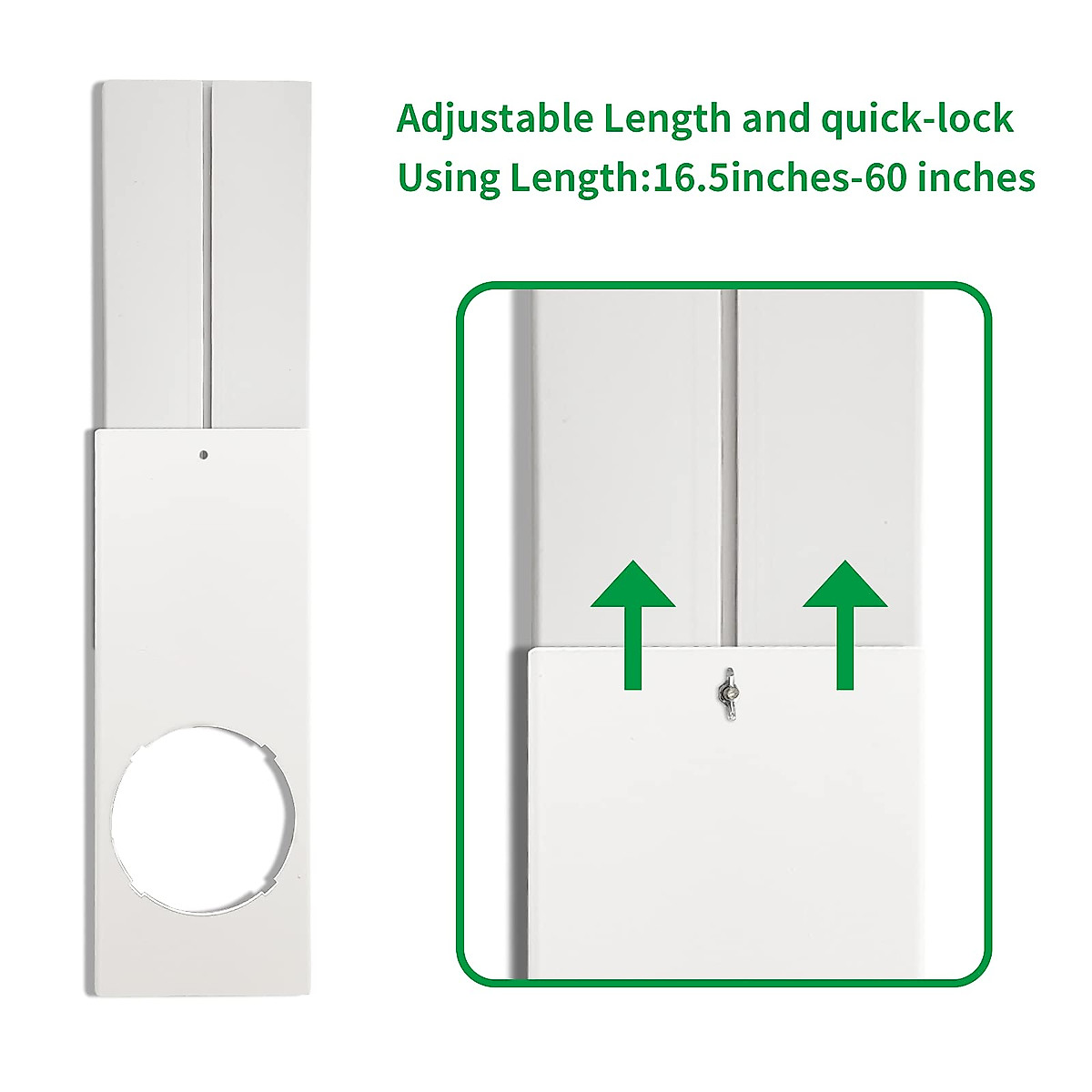 Portable Air Conditioner Sliding Window Kit with Universal Coupler Adapter, Upgraded Seamless Adjustable Sliding AC Vent Kit for Ducting Exhaust Hose of 5/5.9 Inches