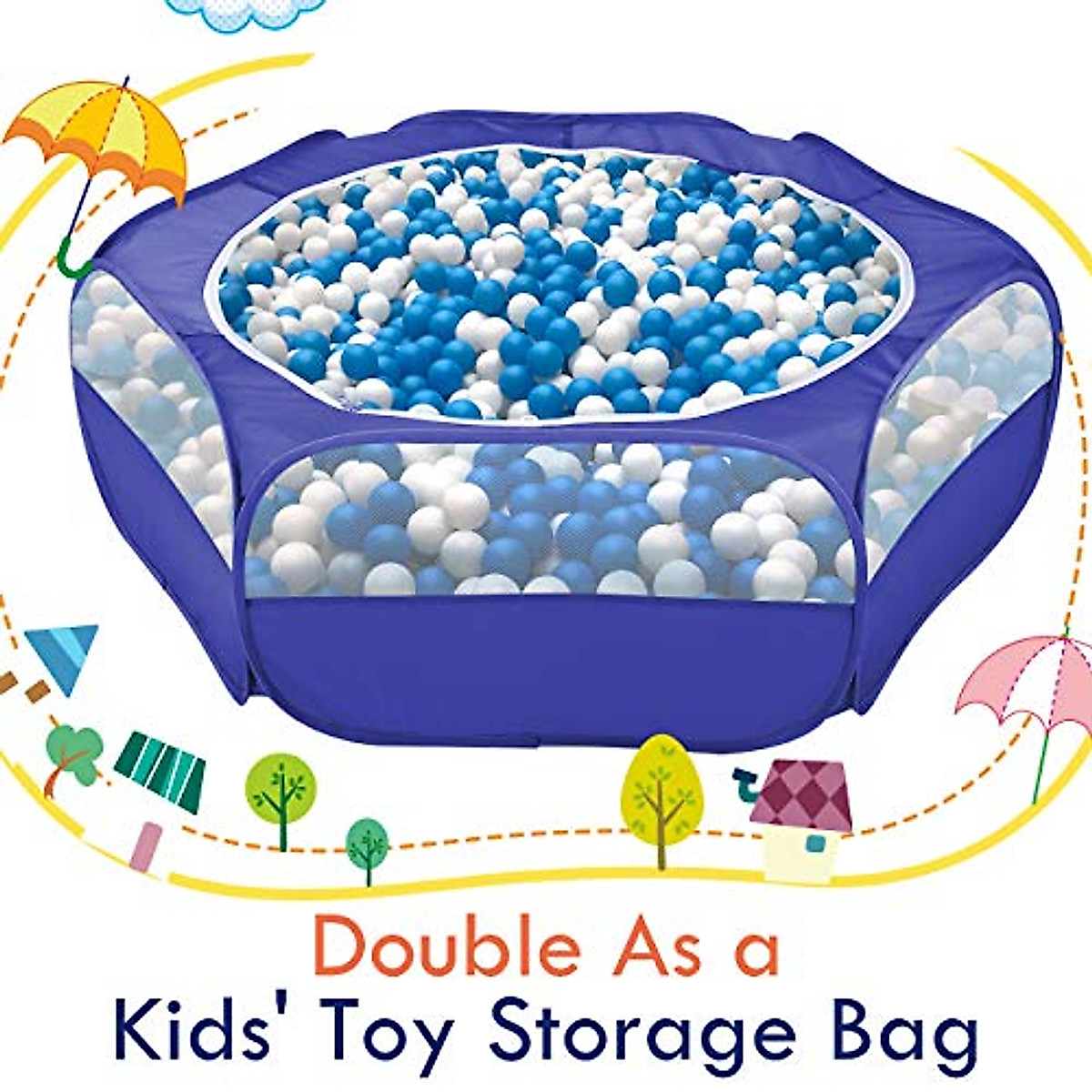 Pawaboo Small Animals Playpen, Waterproof Small Pet Cage Tent with Zippered Cover, Portable Outdoor Yard Fence with 3 Metal Rod for Kitten/Puppy/Guinea Pig/Rabbits/Hamster/Chinchillas, Indigo