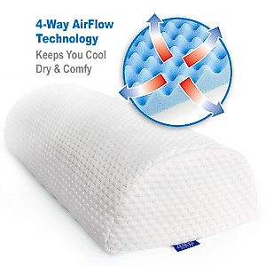 Zenesse Half Moon Bolster Pillow - Superior Knee Pillows for Sleeping for Back Pain. Cooling Gel Memory Foam Knee Bolster Half Moon Pillow with Luxury Cover, Bolster Pillow for Legs, Back, & Knees