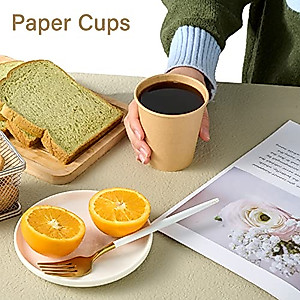 LITOPAK 100 Pack 10oz Kraft Paper Cups, Disposable Coffee Cups, Disposable Drinking Cups, Hot Coffee Cups, Paper Coffee Cups for Water, Coffee, Juice, and Tea.