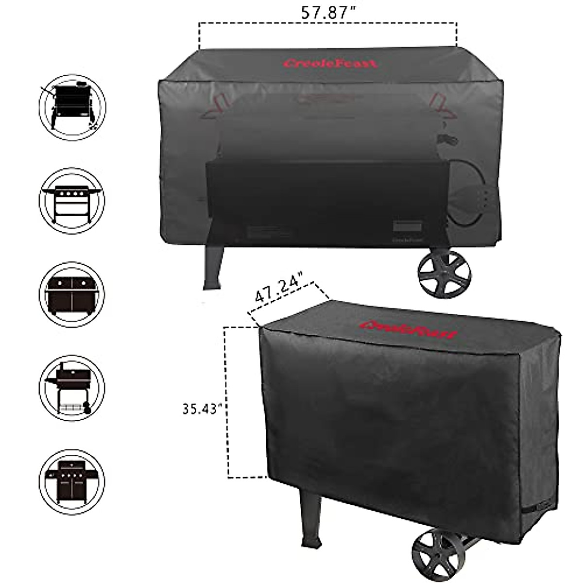 Creole Feast CR2001 Premium Oxford Grill Cover, Waterproof, Heavy-Duty for All-Year Weather Protection, Black