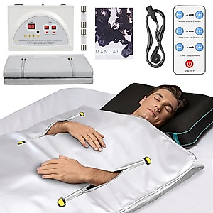 RELOIVE Far Infrared Sauna Blanket, Portable Infrared Sauna for Home Relaxation - Infrared Blanket Sauna with 95-176℉ Temp Range, Home Sauna Heating with Remote, Calm Your Body and Mind